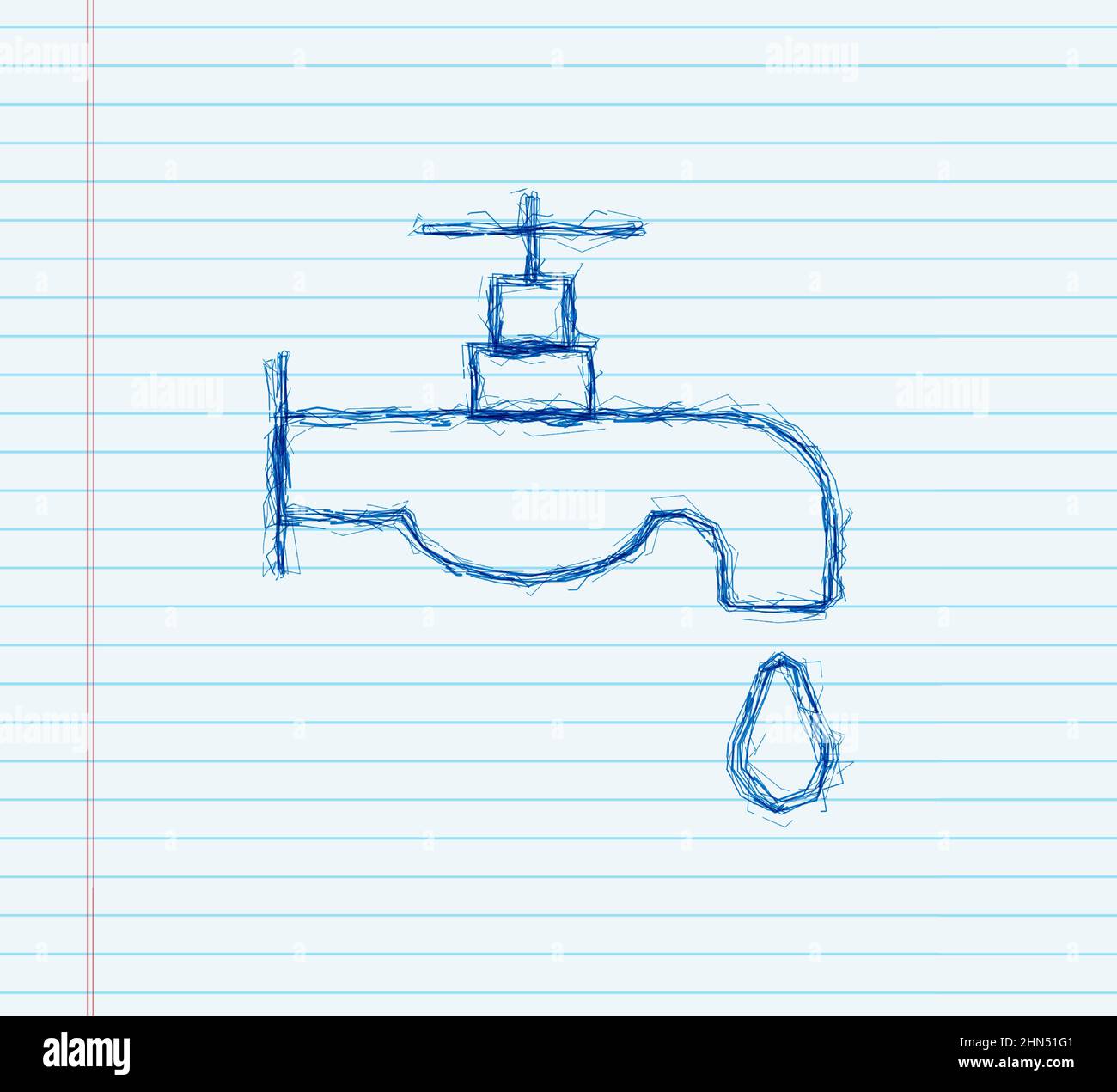 Eco dripping tap with drop sketch icon. Glowing bright icon Faucet ...