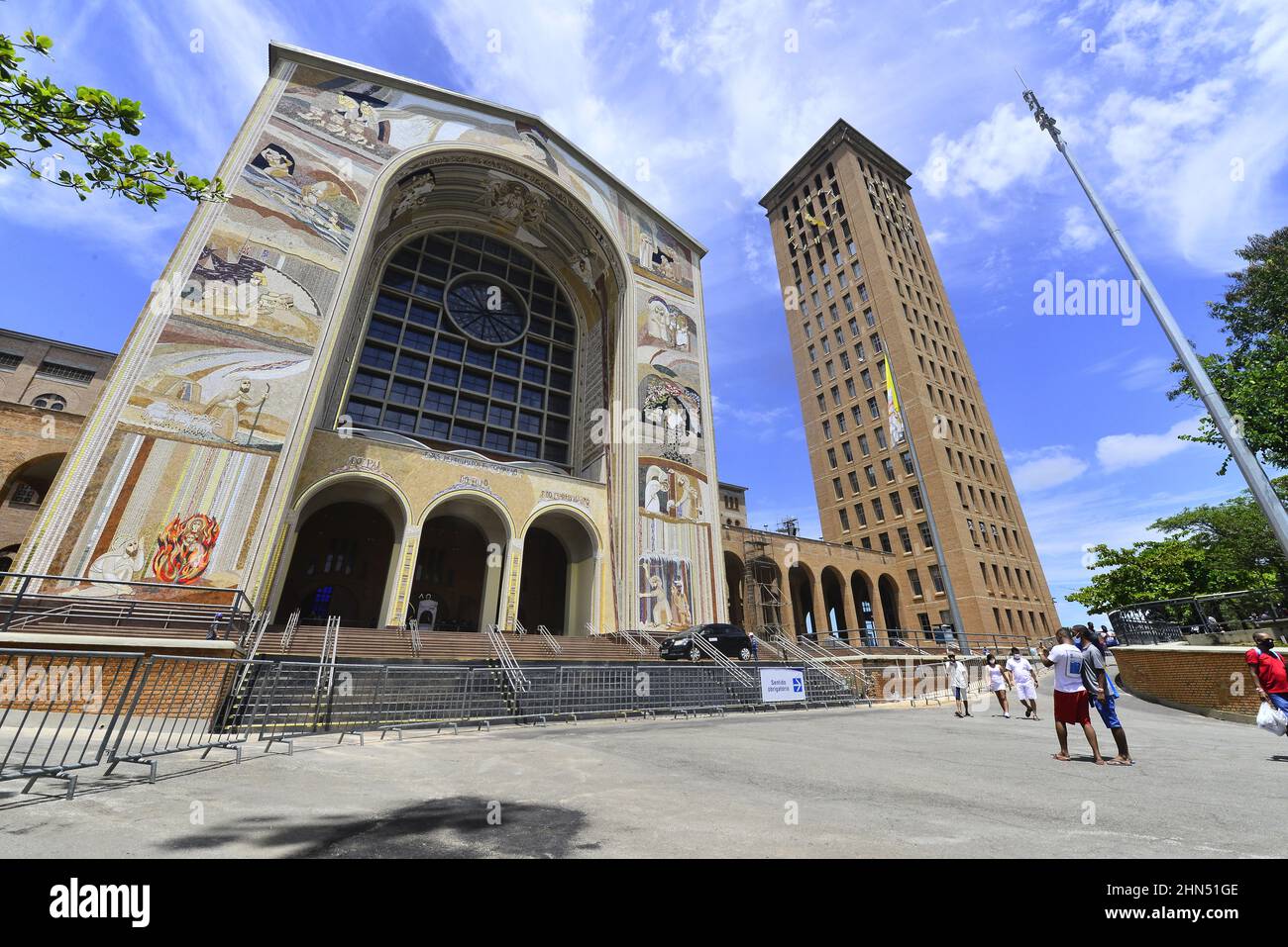 The imponent facade of The Cathedral Basilica of the National Shrine of ...