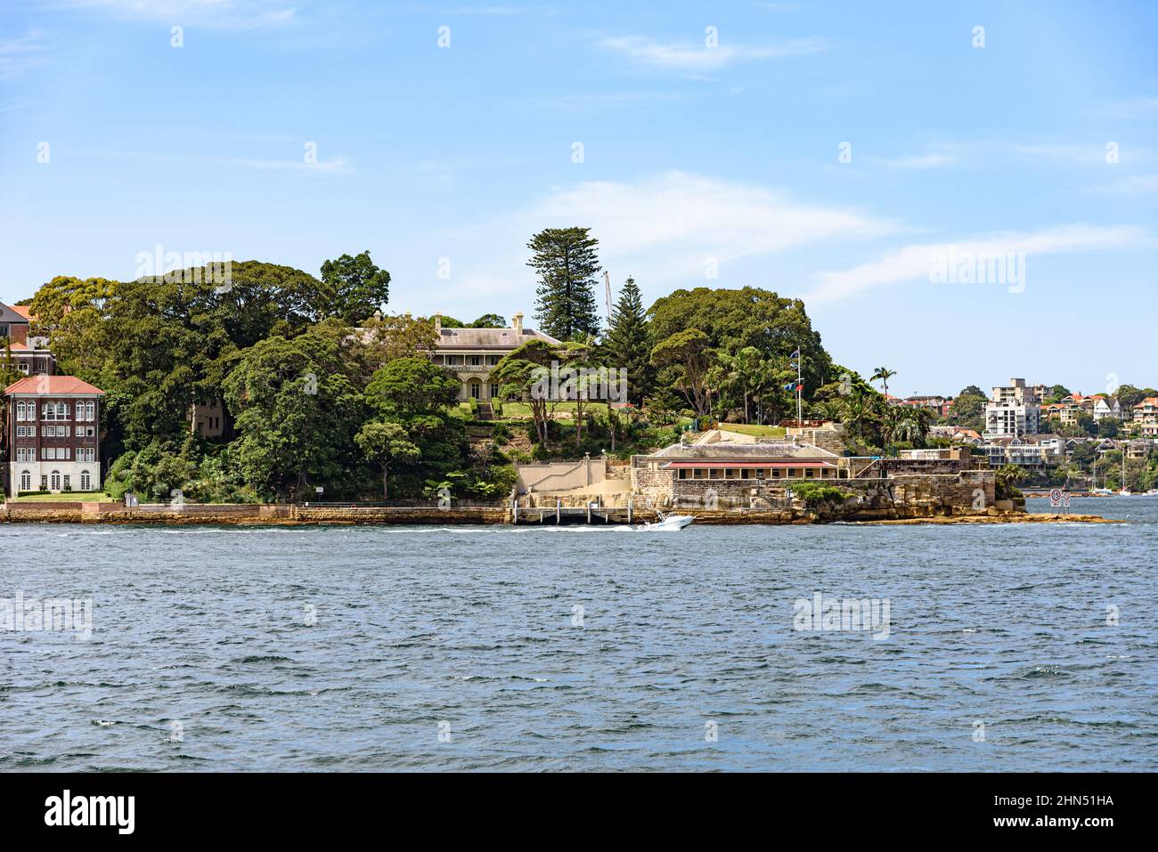 Admiralty House on Kirribilli Point in Sydney Harbour on a summer's day ...