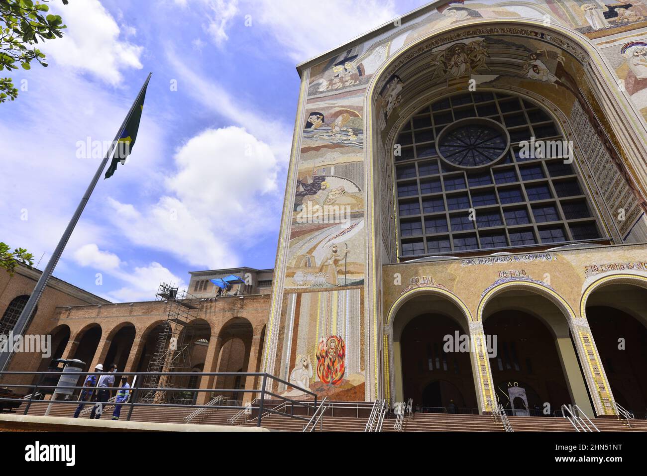 The imponent facade of The Cathedral Basilica of the National Shrine of ...