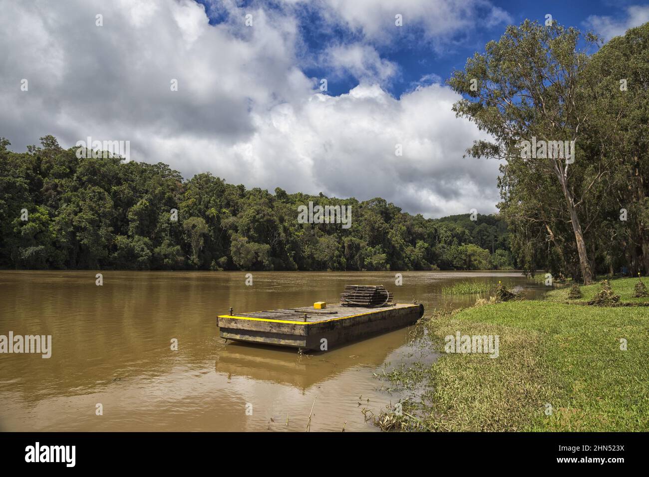 Barge on Barron River Stock Photo - Alamy