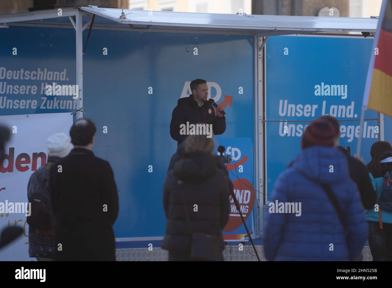 Munich, Germany. 13th Feb, 2022. Speaker on Afd stage. On February 13th ...