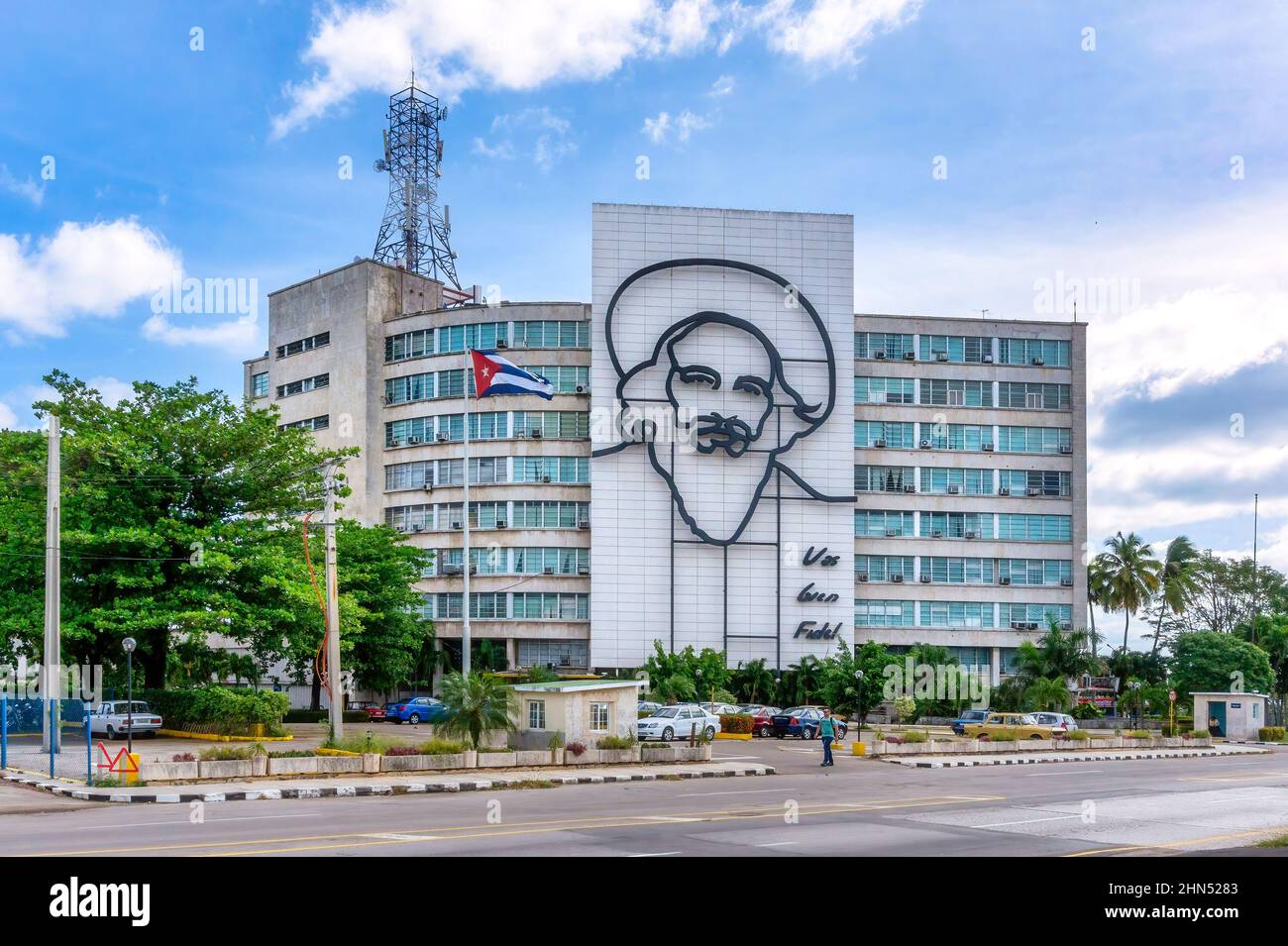 Ministry of Communications building with image of Camilo Cienfuegos ...