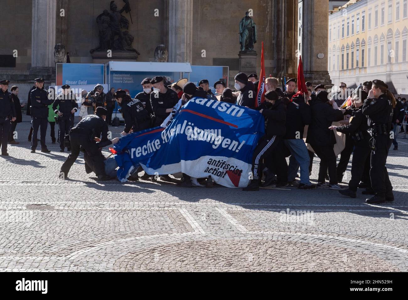 Munich, Germany. 13th Feb, 2022. Violence between antifascists and ...