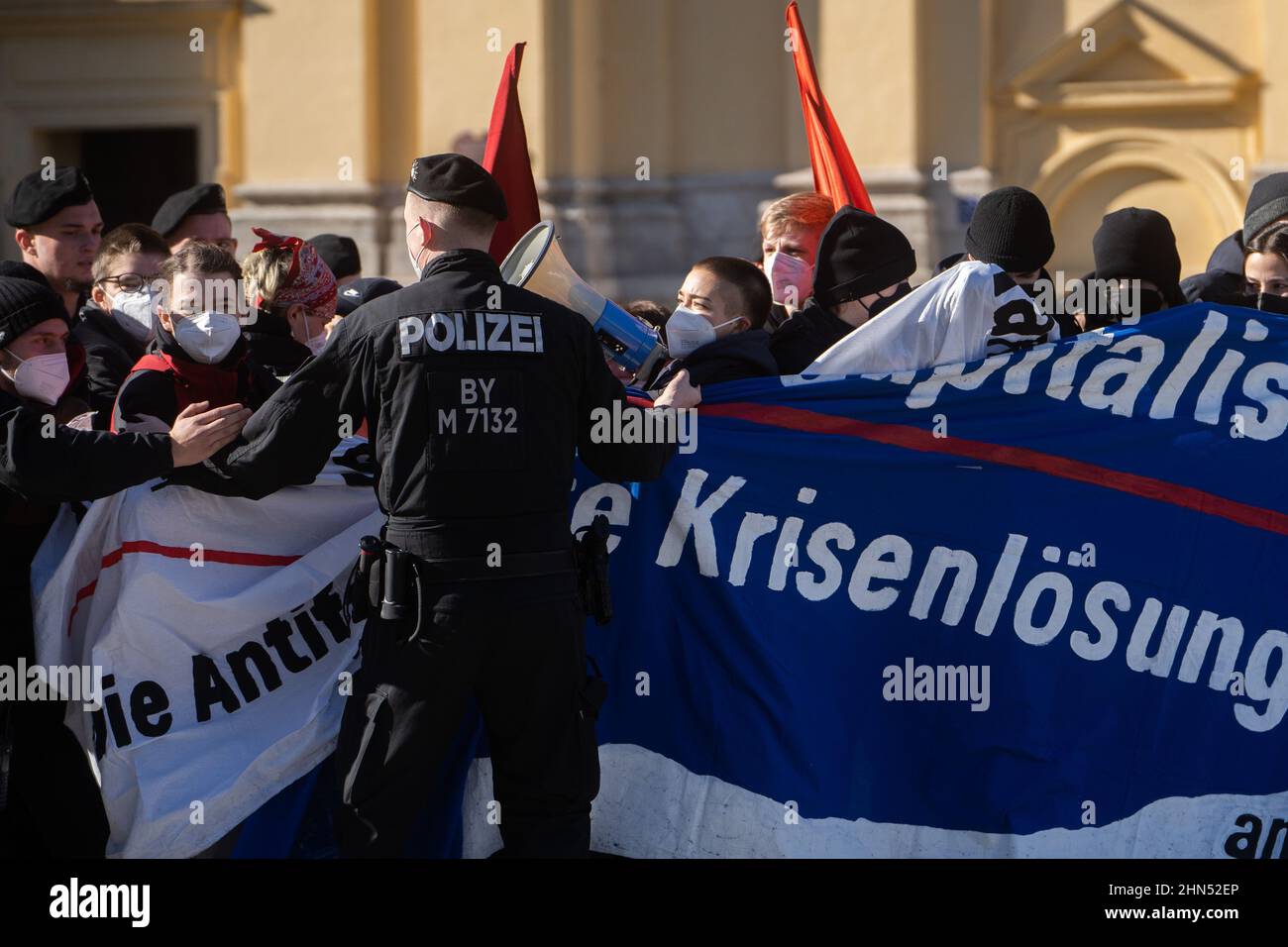 Munich, Germany. 13th Feb, 2022. Violence between antifascists and ...