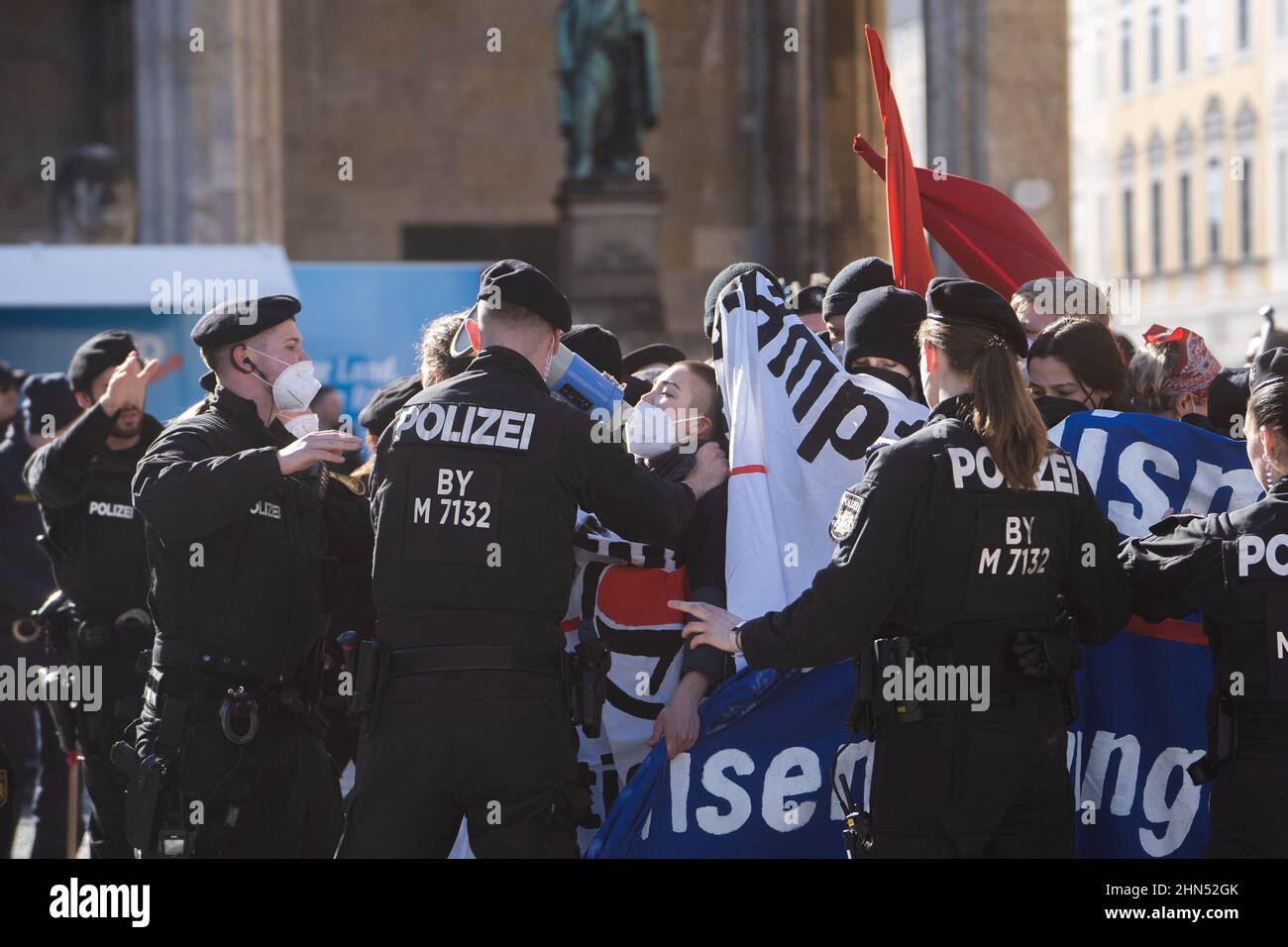 Munich, Germany. 13th Feb, 2022. Violence between antifascists and ...