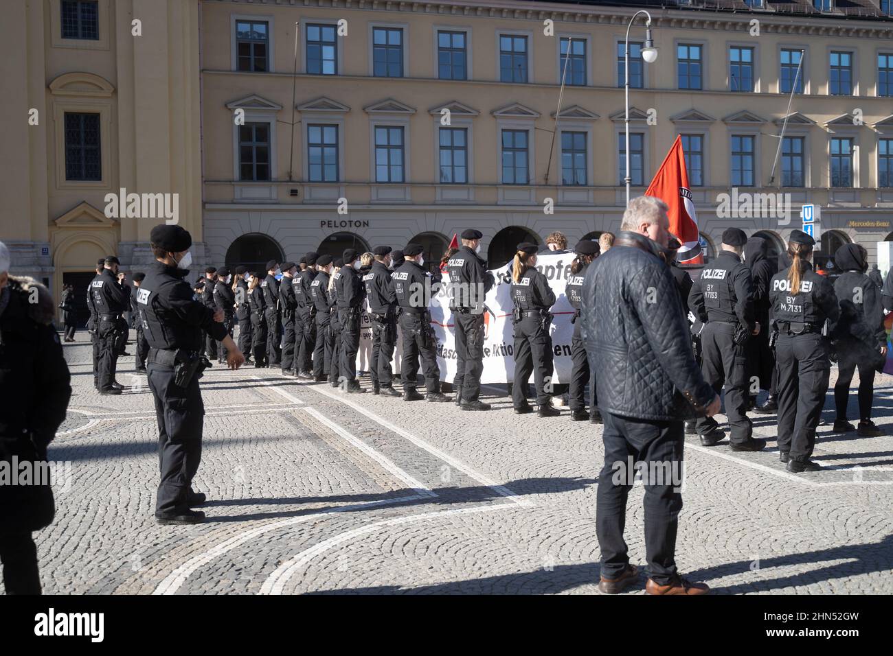 Munich, Germany. 13th Feb, 2022. Police line in front of the ...
