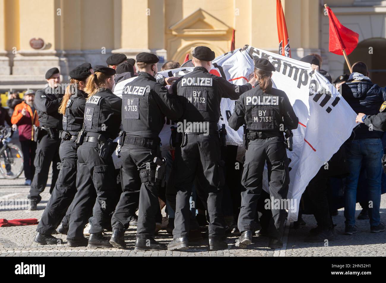 Munich, Germany. 13th Feb, 2022. Violence between antifascists and ...