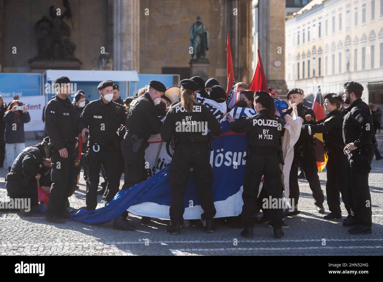Munich, Germany. 13th Feb, 2022. Violence between antifascists and ...