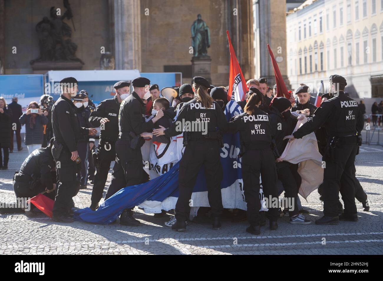 Munich, Germany. 13th Feb, 2022. Violence between antifascists and ...