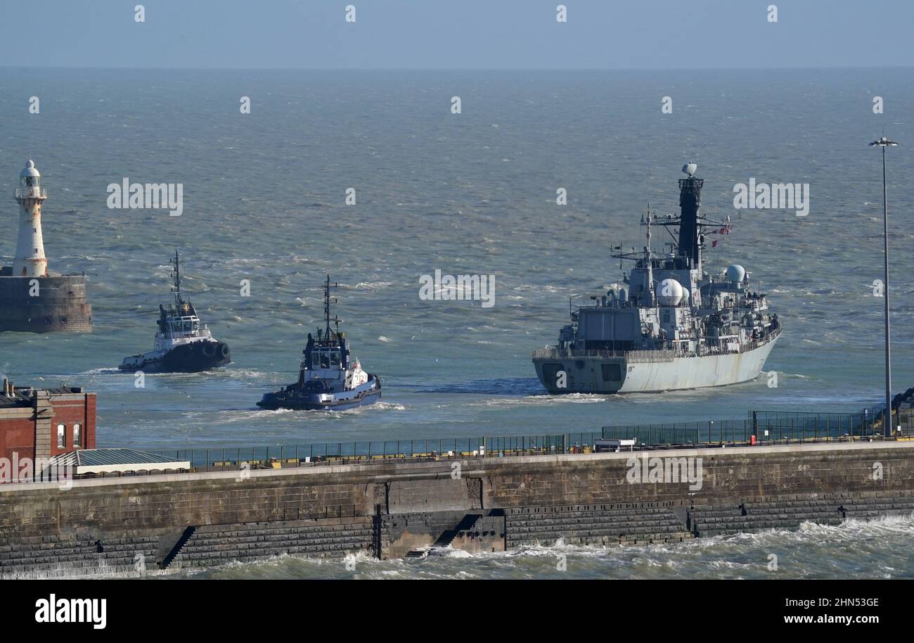 HMS Kent leaves the Port of Dover in Kent following a two day visit to ...