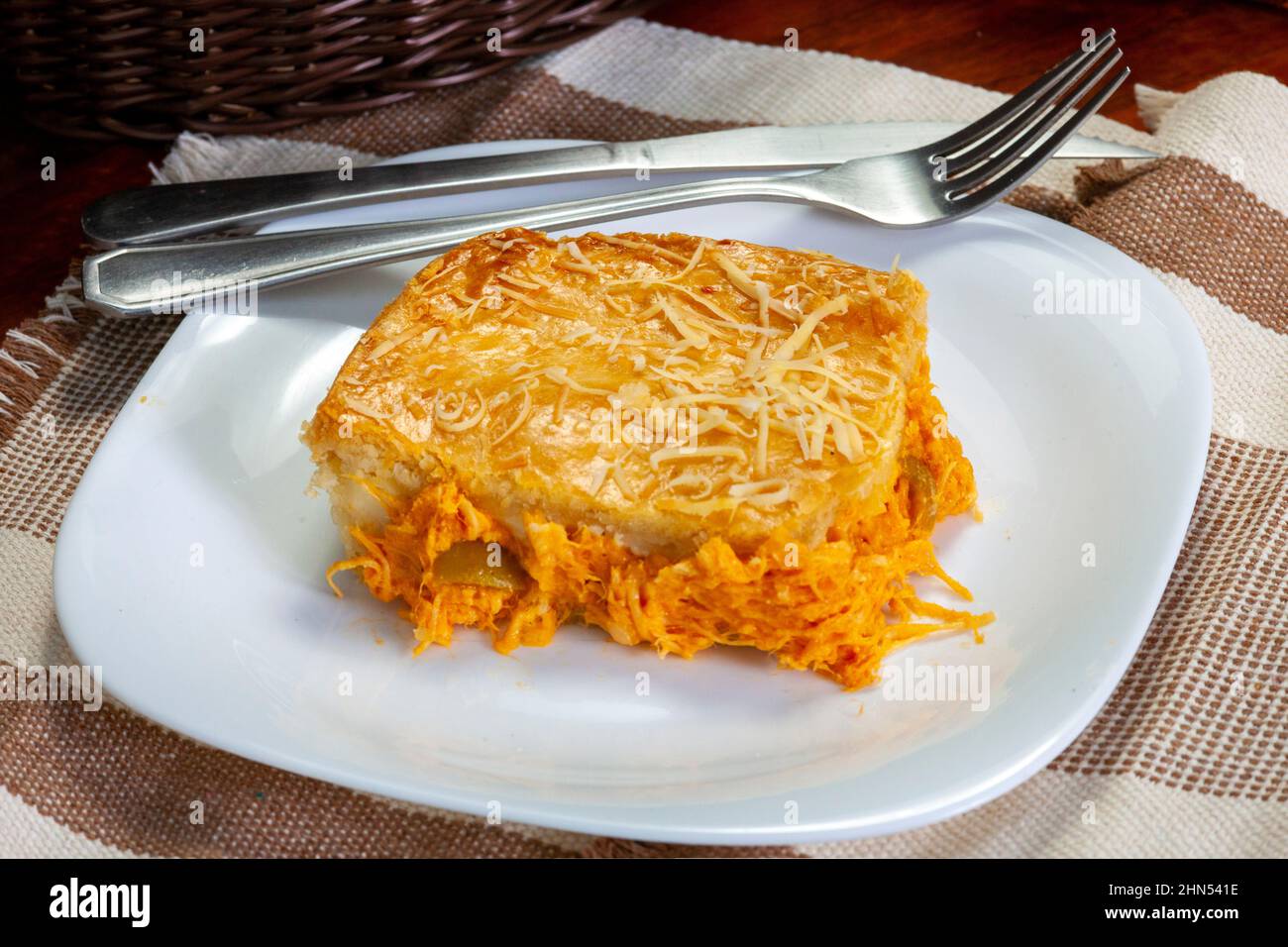 baked chicken pie, parmesan cheese Stock Photo - Alamy
