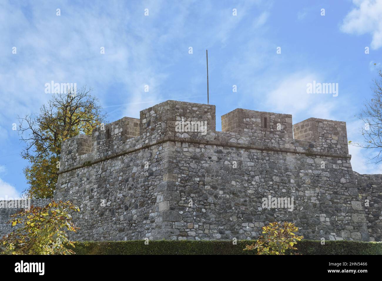 Old wall corner defense exterior castle with blue cloudy sky Stock ...
