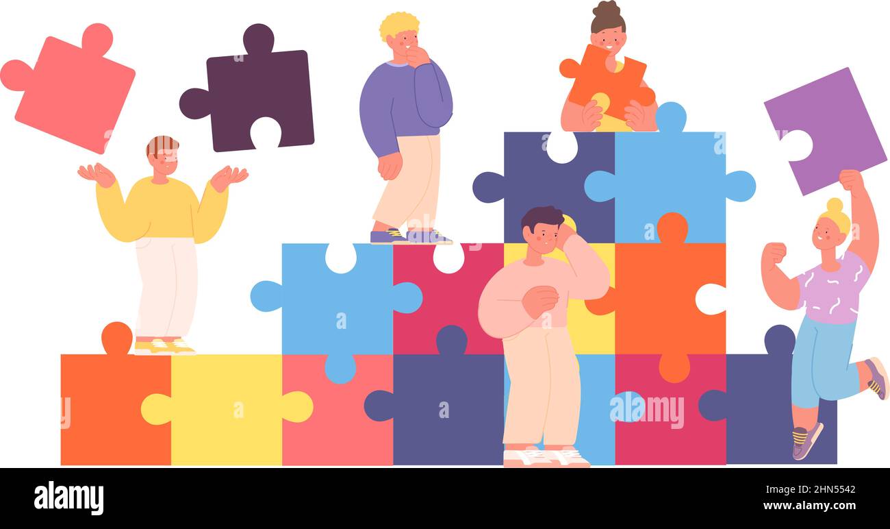 Cartoon illustration educational jigsaw puzzle hi-res stock photography ...