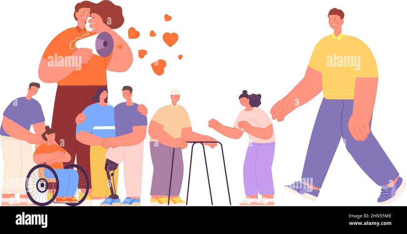 Volunteering concept. New volunteers, people helping human. Successful ...