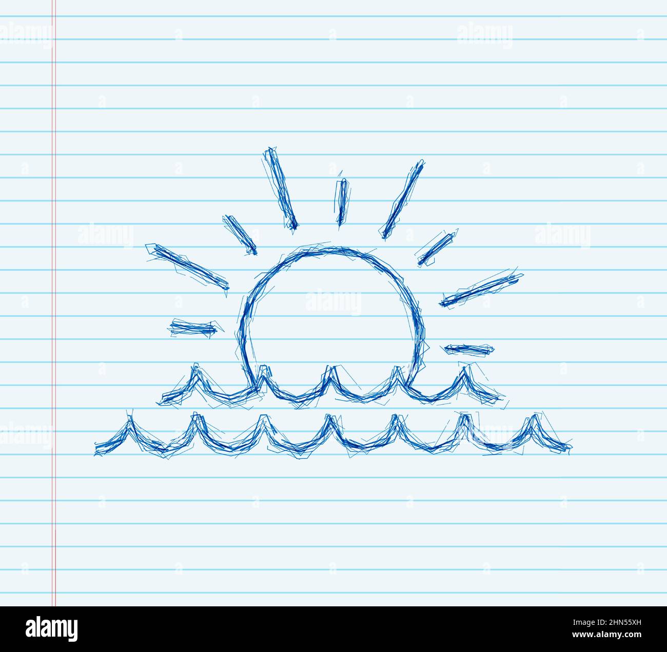 Sun and sea sketch sign. Design element. Vector stock illustration ...