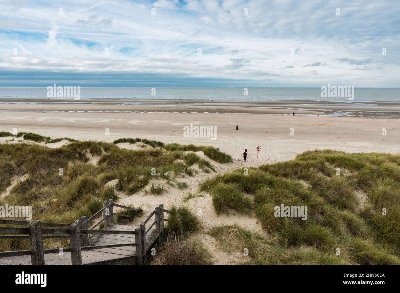 Blankenberge, Flanders / Belgium - 10 30 2018: Large sandy beach and ...