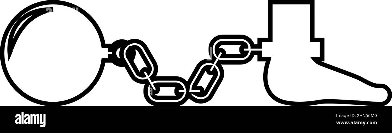 Ball and chain attached foot Silhouette pulling weights Leg with cargo ...
