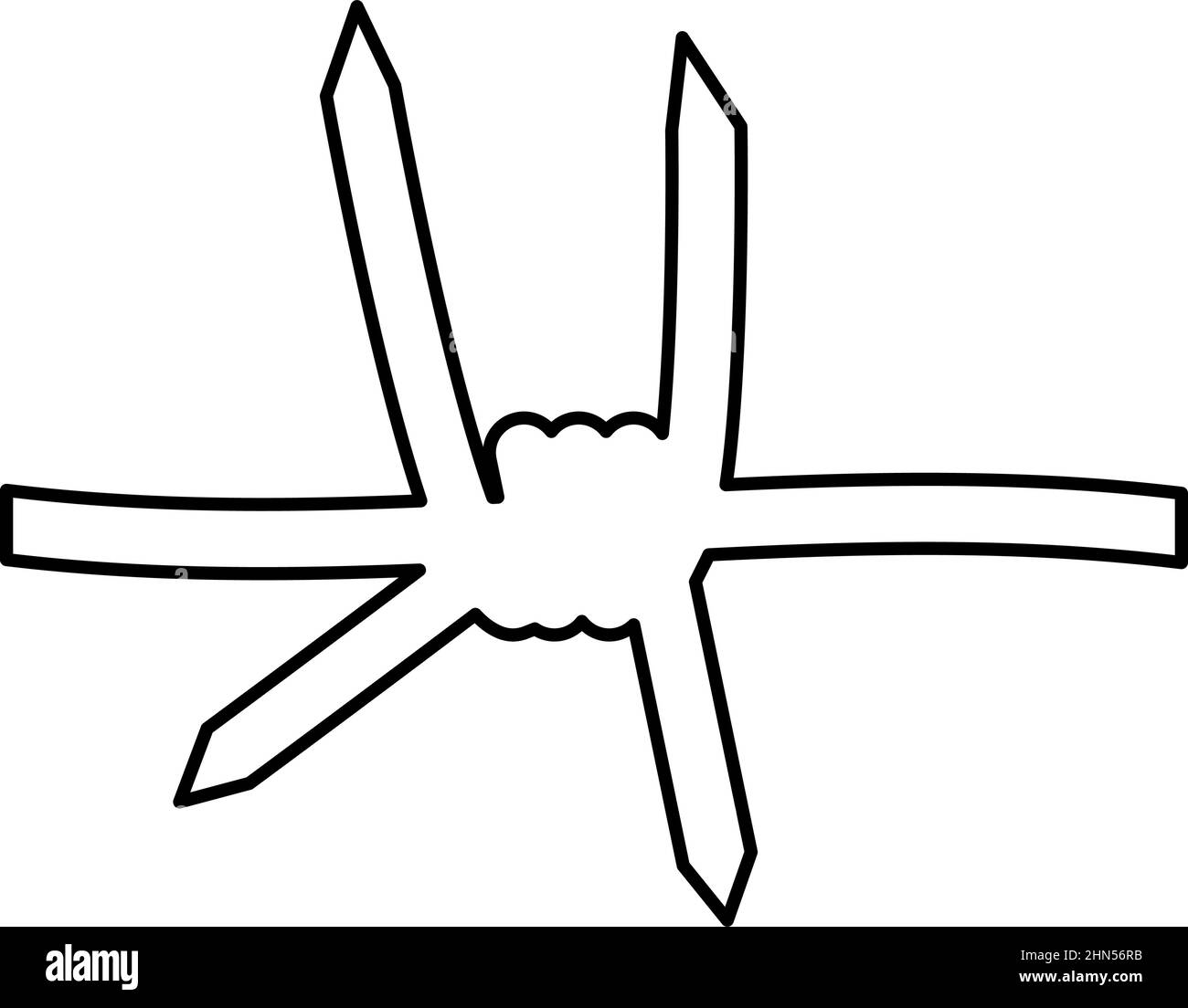 Barbed wire contour outline line icon black color vector illustration ...