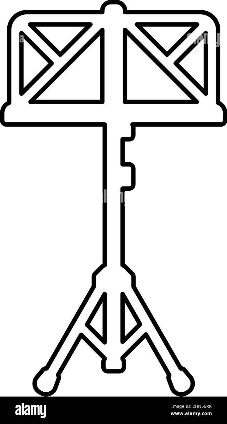 Music stand easel Reading-stand contour outline line icon black color ...