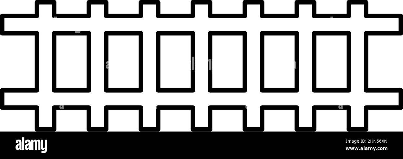 Rail rails Railroad Railway Train track contour outline line icon black color vector ...