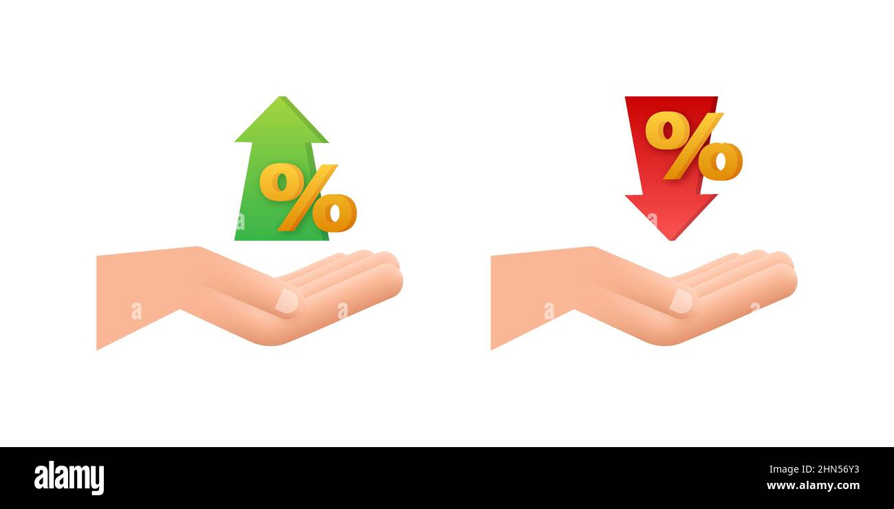 Percentage with arrow up and down. Banking, credit, interest rate ...