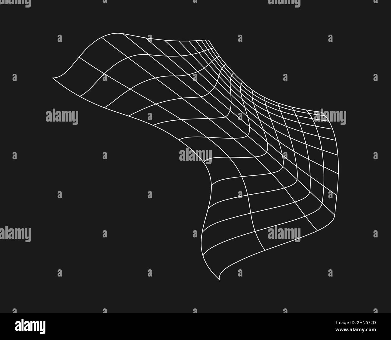 Cyber distorted grid, retro punk design element. Wireframe wave ...