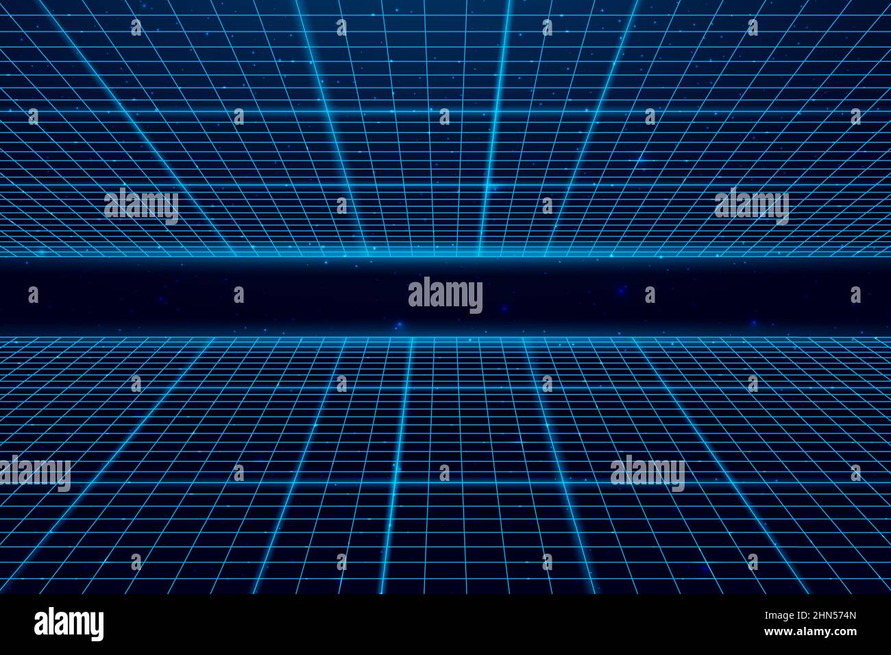 Wireframe perspective grid. Space neon infinity mesh, abstract retro ...