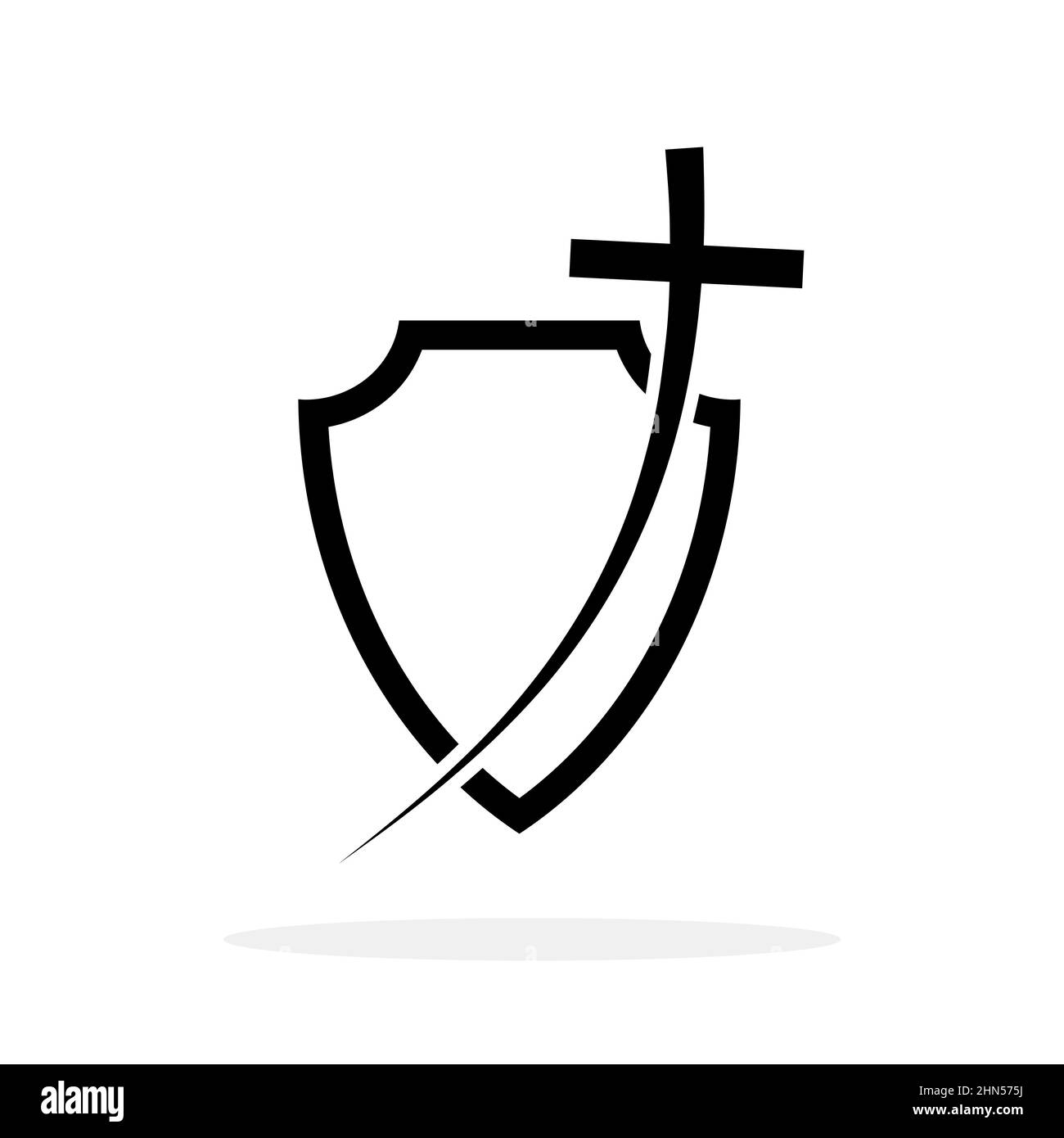 Christian Cross Icon In Shield Shape Abstract Religious Symbol Vector