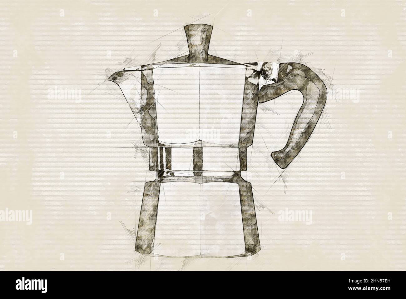 Illustration Sketch of a Italian coffeemaker and expresso Stock Photo ...