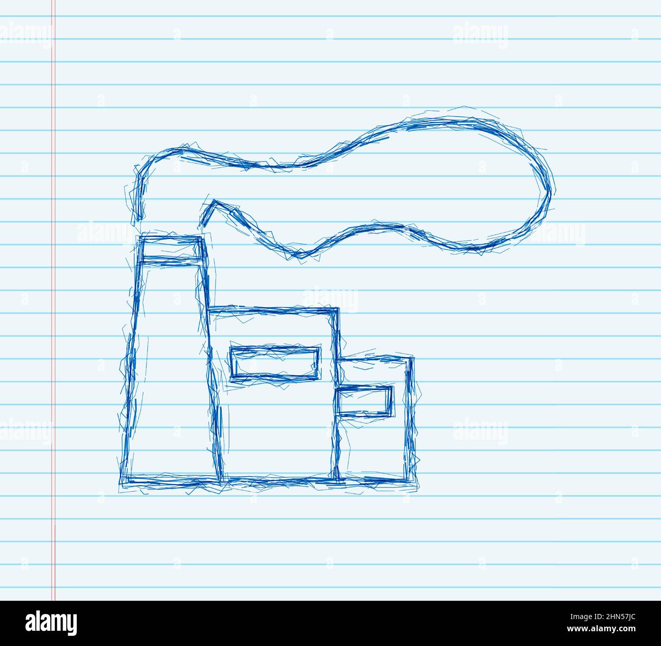 Factory line icon, Industrial sketch sign. Vector stock illustration ...