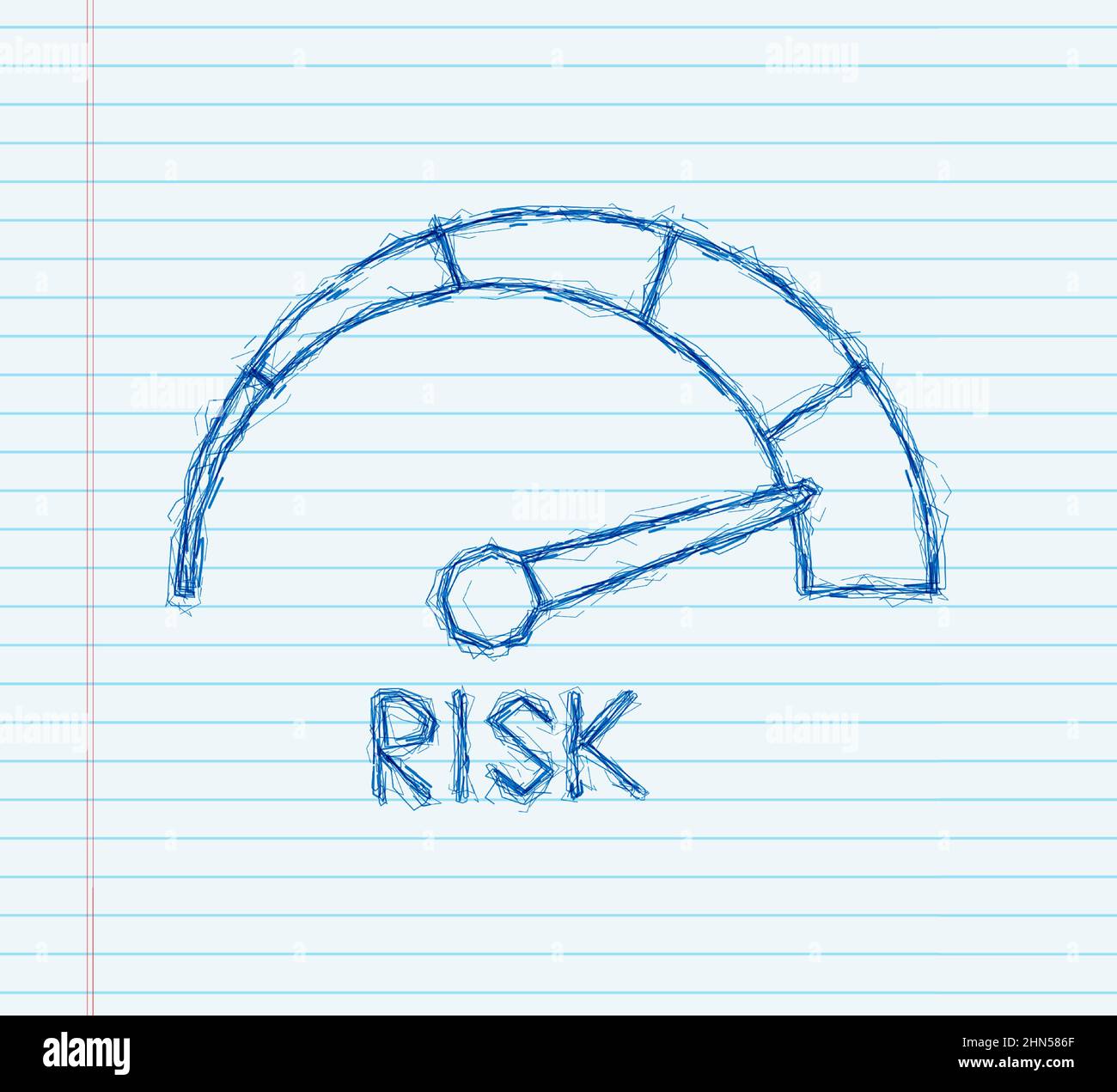 Risk icon on speedometer. High risk meter. sketch icon. Vector ...