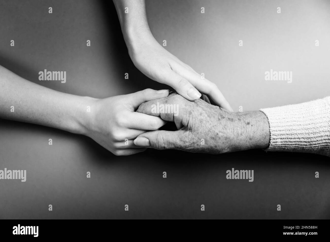 Holding hands elderly hospital Black and White Stock Photos & Images ...
