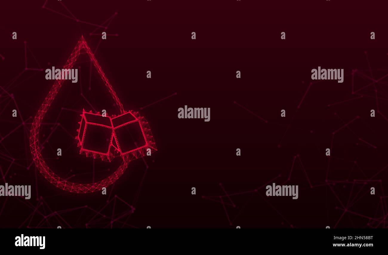 Plexus icon with red glucose blood for concept design. Cartoon red icon ...