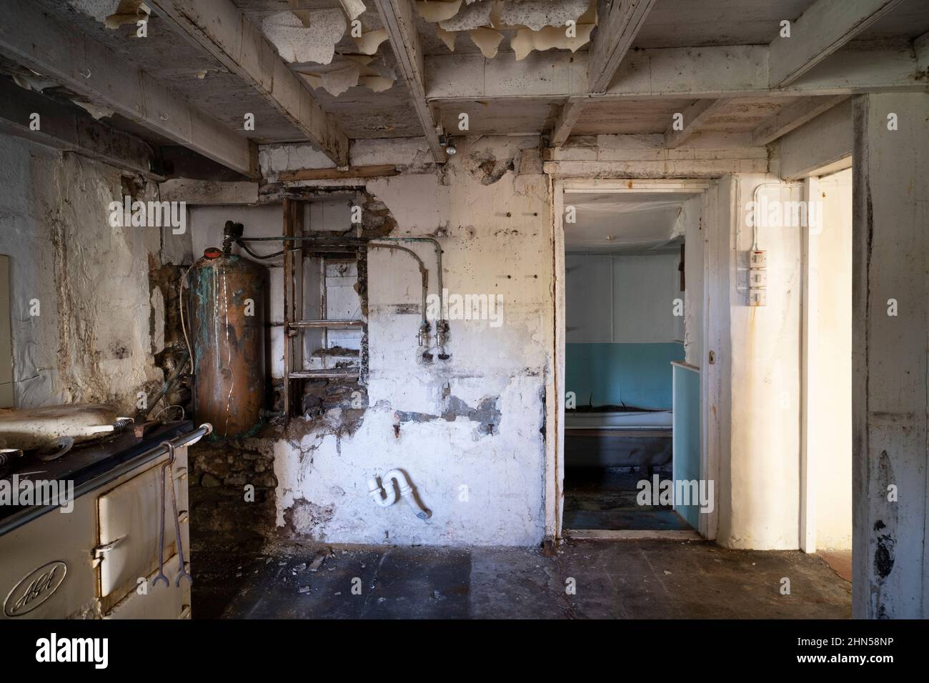 Interior of deserted and dilapidated house in South Devon Stock Photo ...