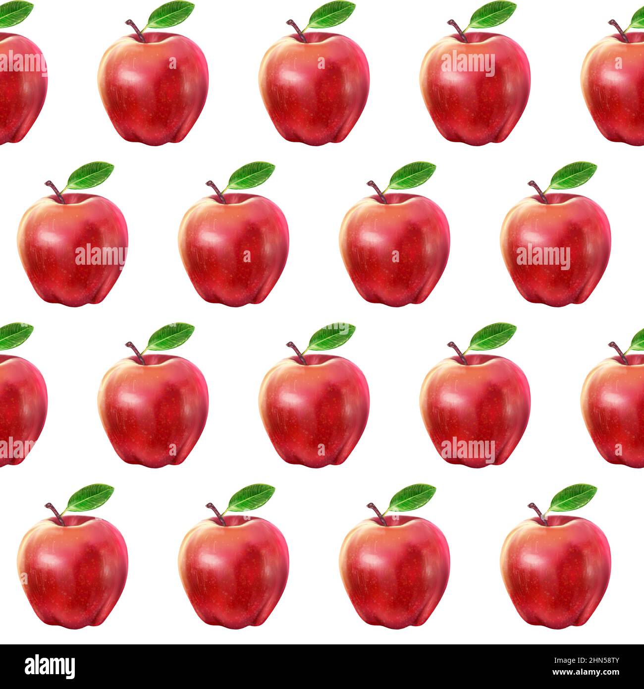 Illustration realism seamless pattern fruit apple red color on a white ...