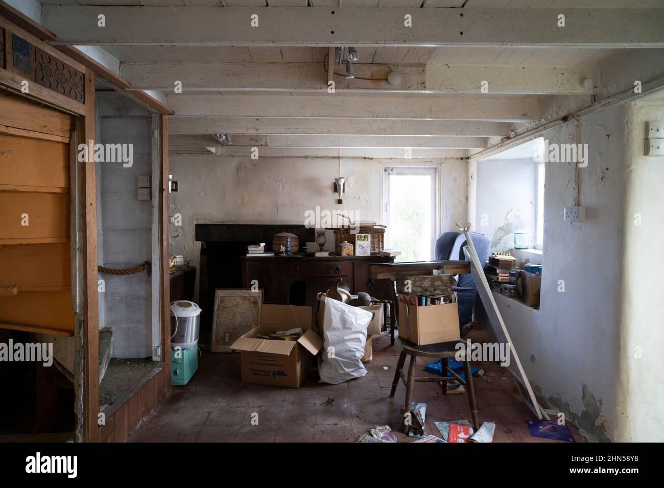 Interior of deserted and dilapidated house in South Devon Stock Photo ...