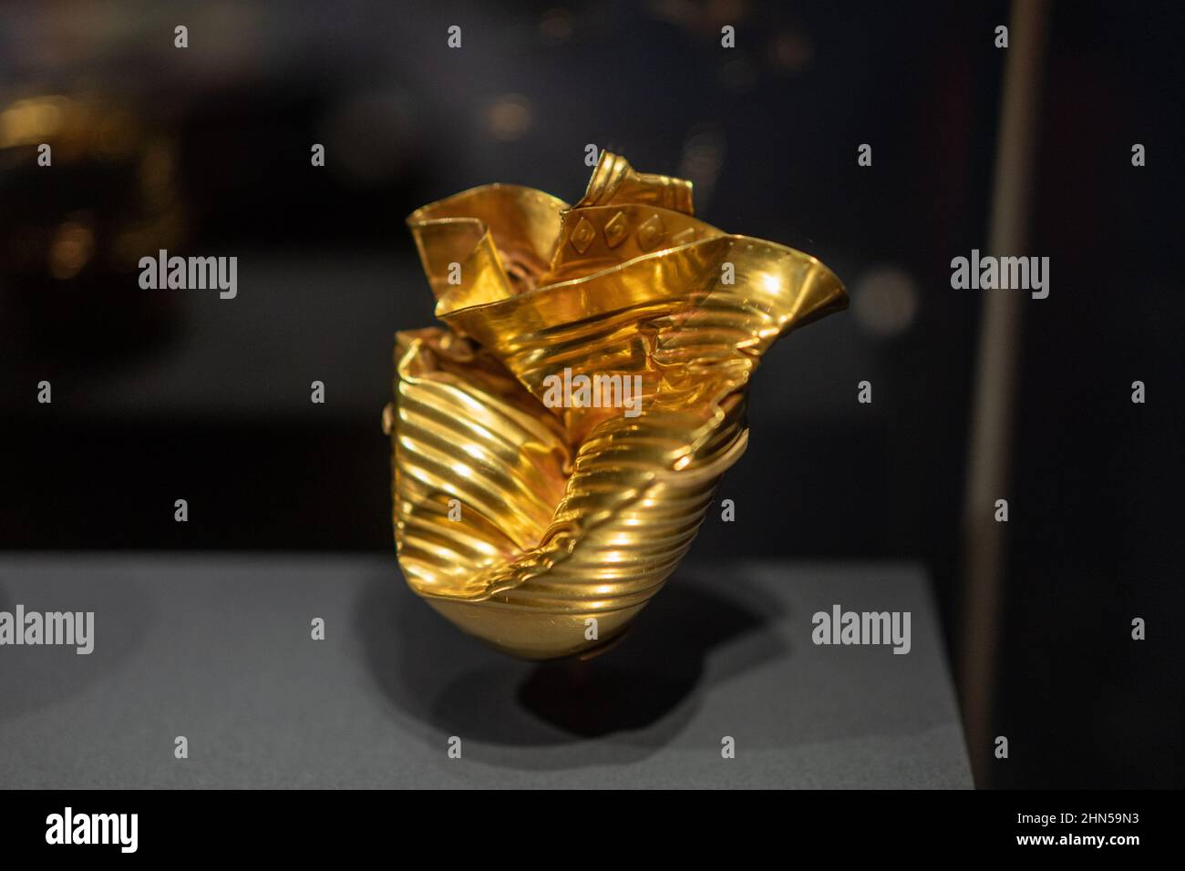 The British Museum London, UK. 14 February 2022. A gold object in The ...