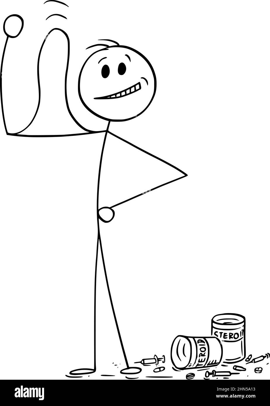 Person Showing His Steroid Biceps Muscles , Vector Cartoon Stick Figure ...
