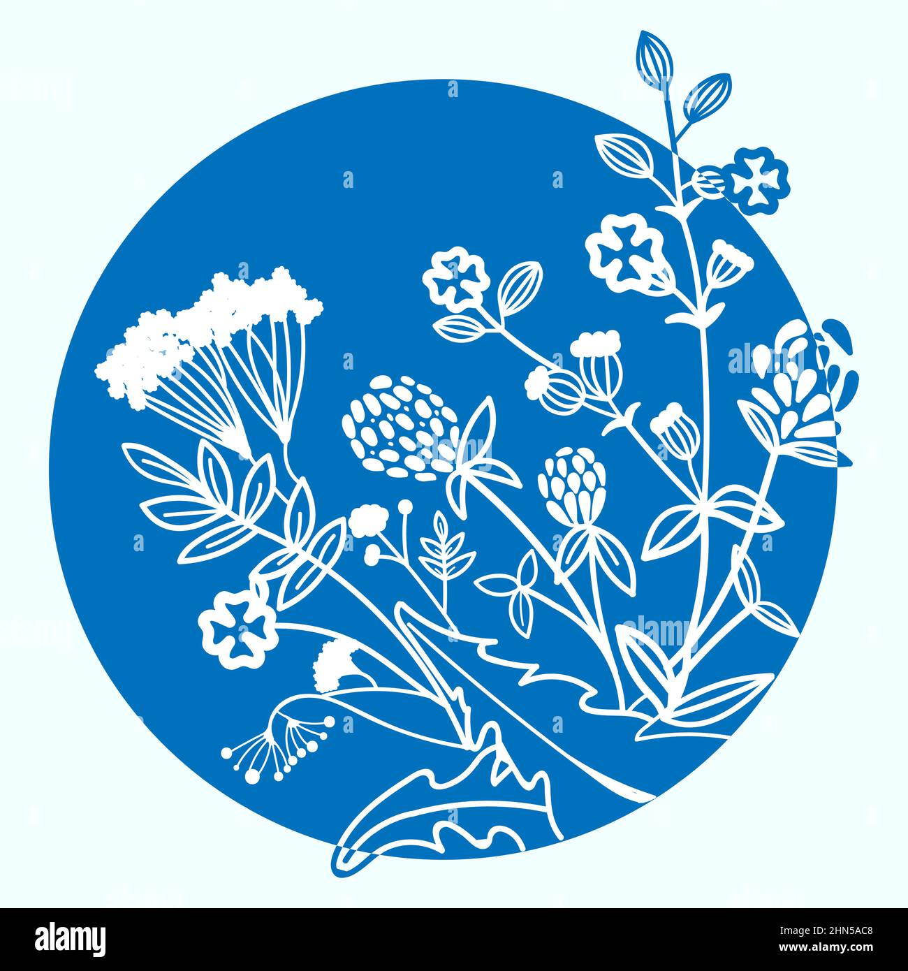 floral pattern for design. Small blue flowers and leaves. Dark blue ...