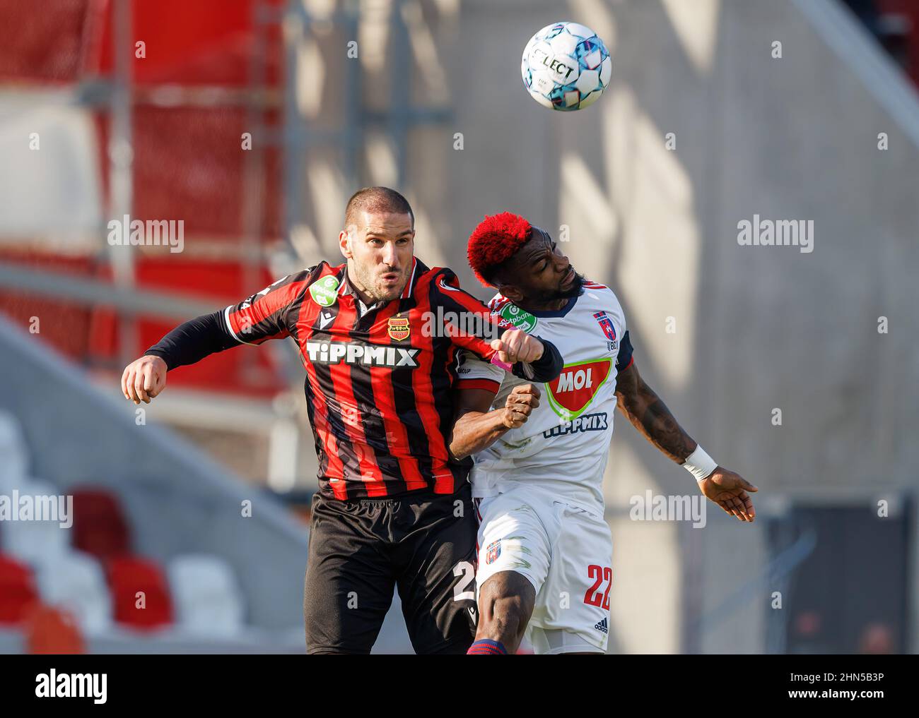 BUDAPEST, HUNGARY - FEBRUARY 13: (l-r) Nenad Lukic of Budapest Honved ...