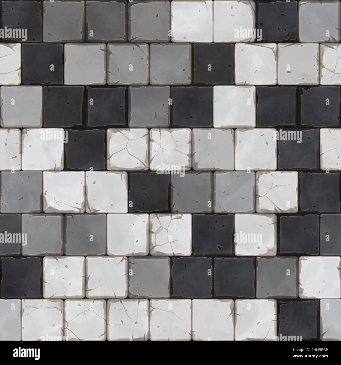 Cartoon seamless stone pavement tiles pattern, brick wall texture ...