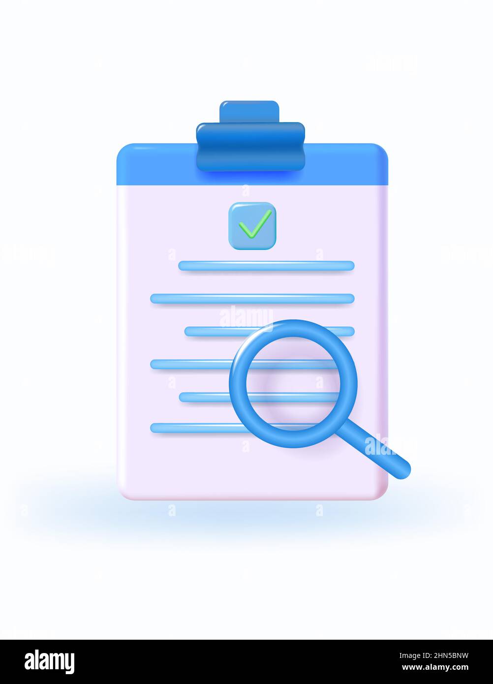 Successfully complete business assignments icon. Magnifying glass with ...