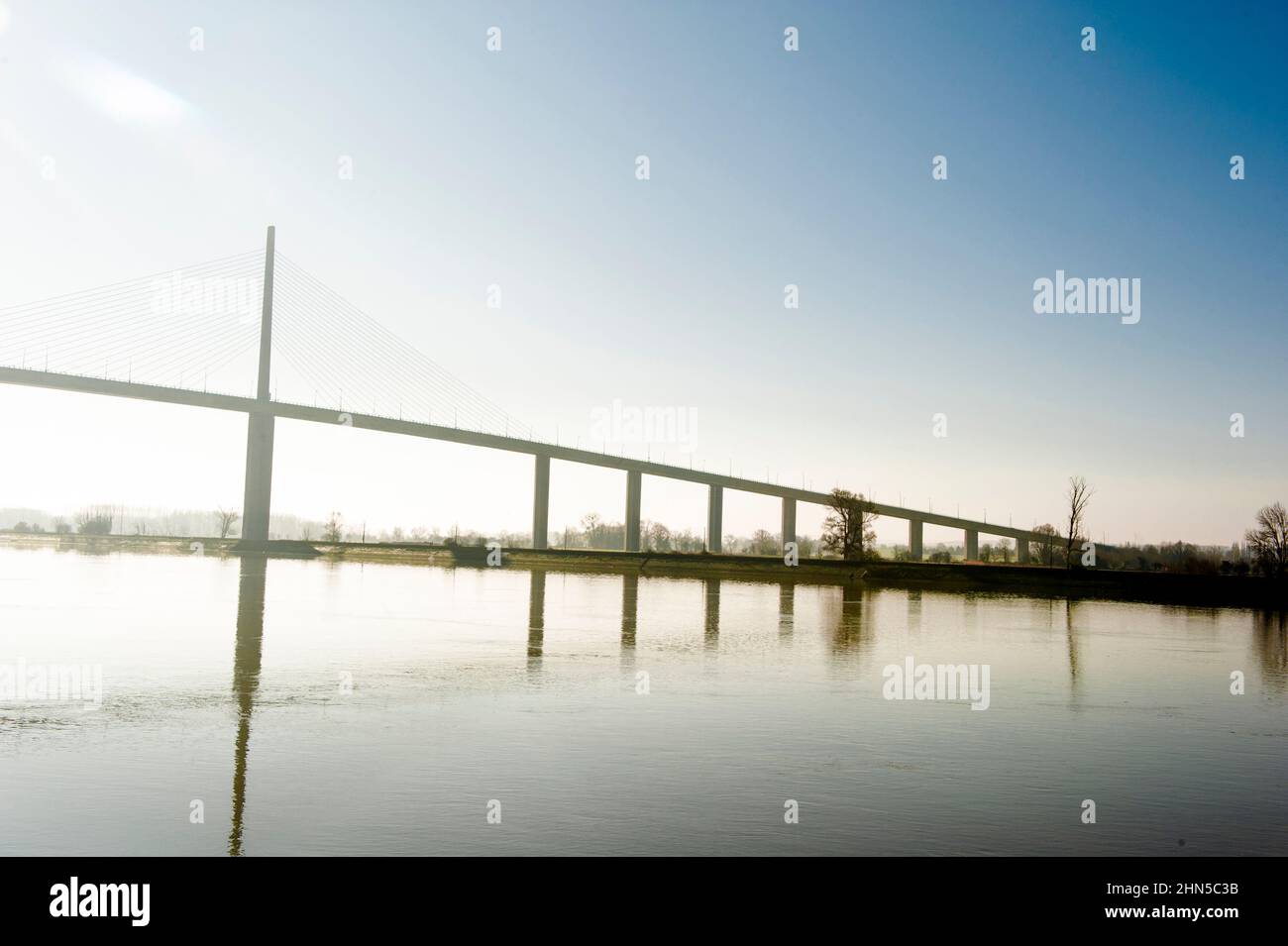 The bridge Pont de Brotonne, crossing the Seine river near Caudebec-en ...