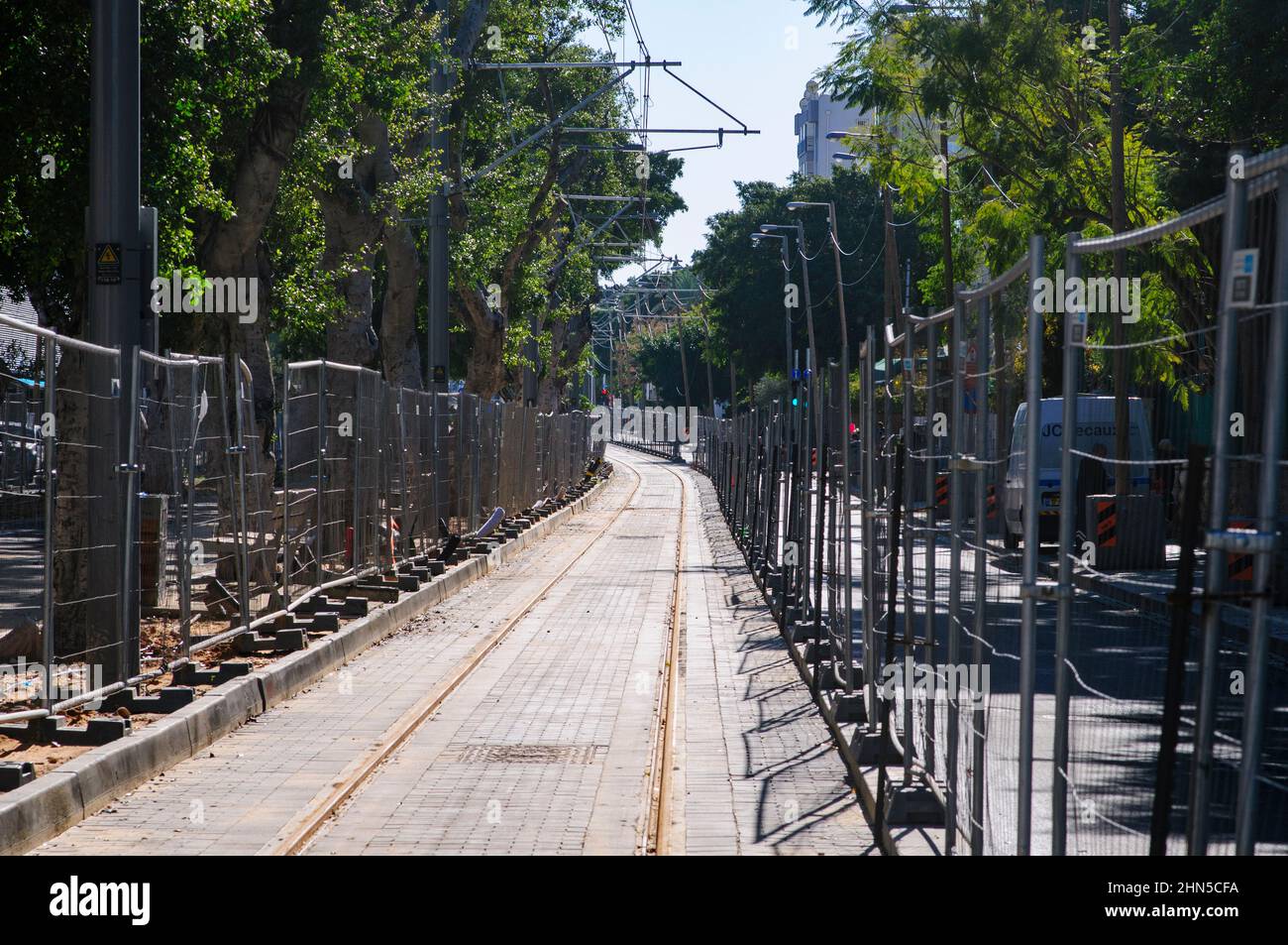 Jaffa, Tel Aviv, Israel. Construction of the Red Line of the Light Rail ...