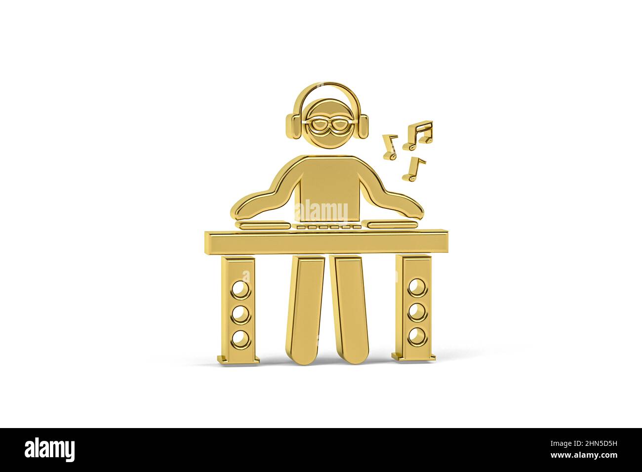Golden 3d DJ icon isolated on white background - 3d render Stock Photo ...