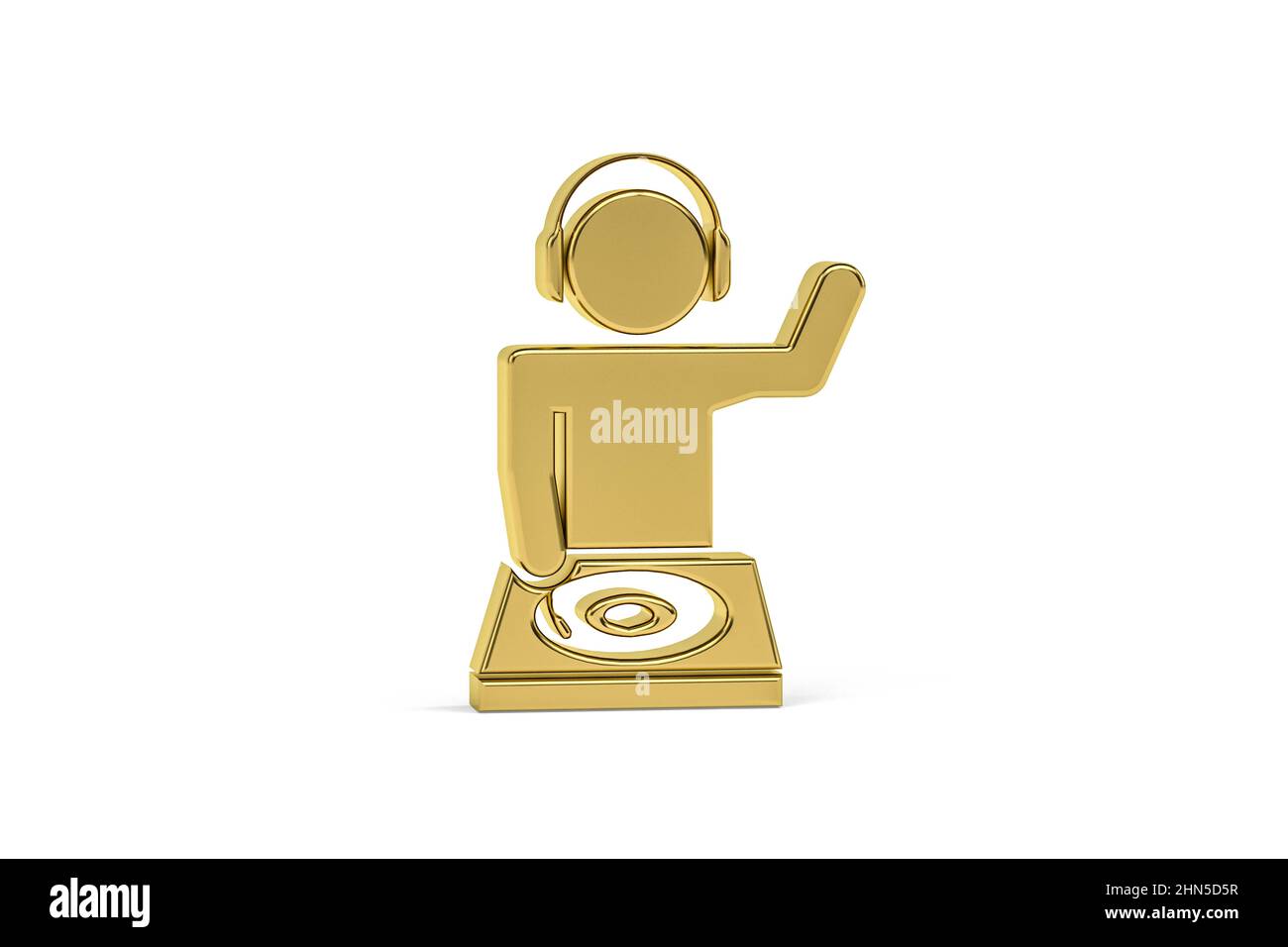 Golden 3d DJ icon isolated on white background - 3d render Stock Photo ...