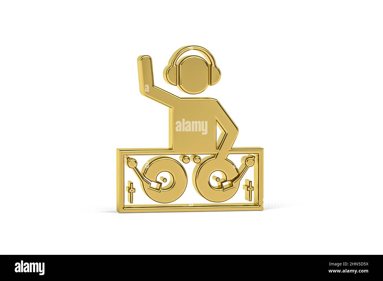 Golden 3d DJ icon isolated on white background - 3d render Stock Photo ...