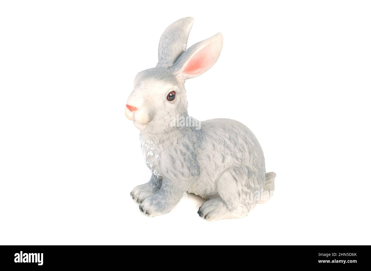 Toy plastic gray cute rabbit isolated on white background Stock Photo ...