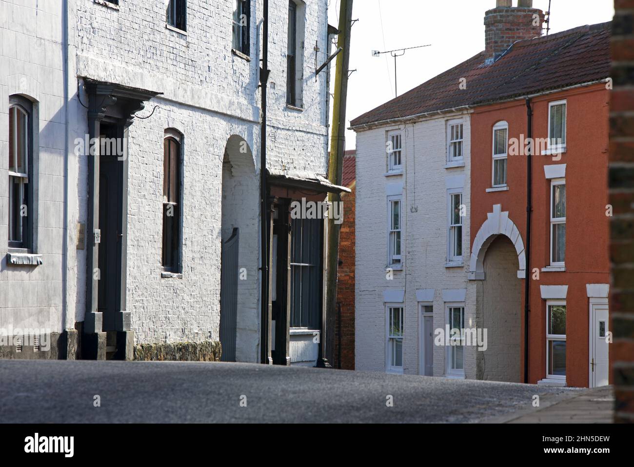 Street in the town of Caistor, West Lindsey, Lincolnshire, England UK ...